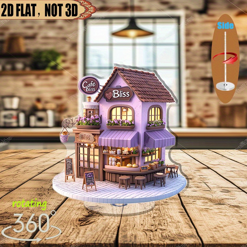 1pc 2d flat Rotating acrylic display piece featuring a charming coffee ...