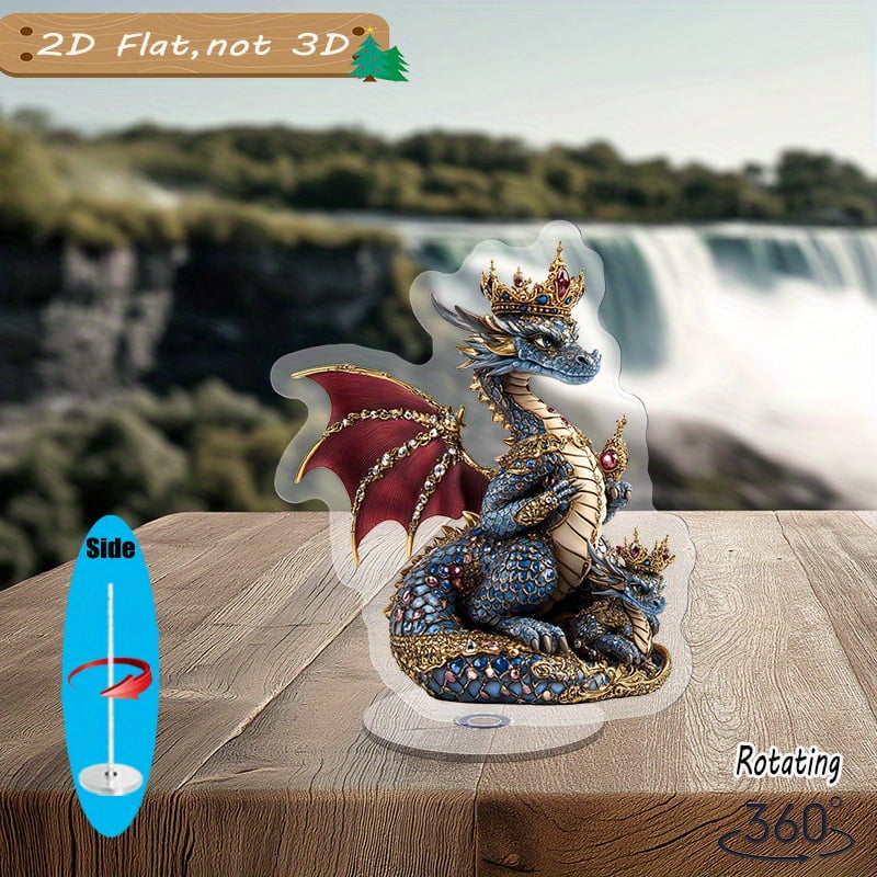 1pc 2d flat Rotating acrylic display piece featuring a majestic dragon ...