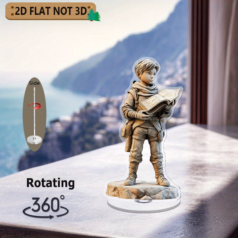 1pc 2d flat Rotating acrylic display piece featuring a scholar boy with ...