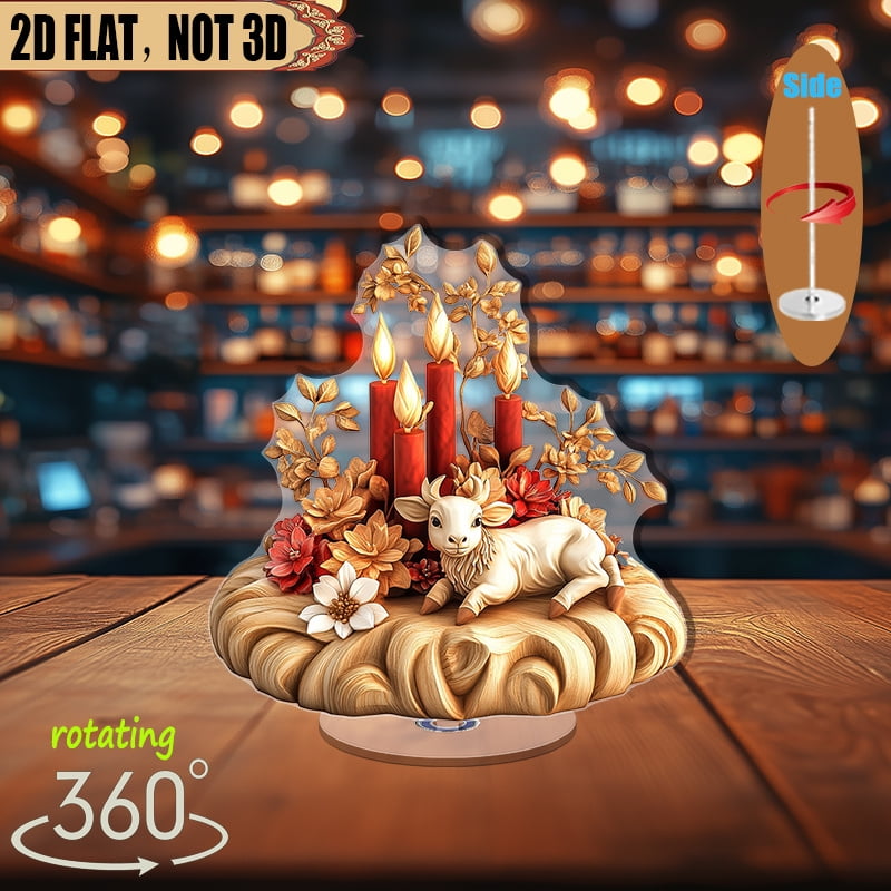 1pc 2d flat Rotating acrylic display showcasing intricate wood-carved ...