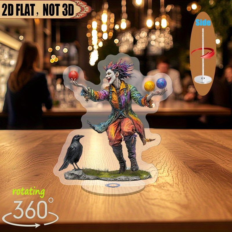1pc 2d flat Rotating acrylic figure of a playful trickster juggling ...