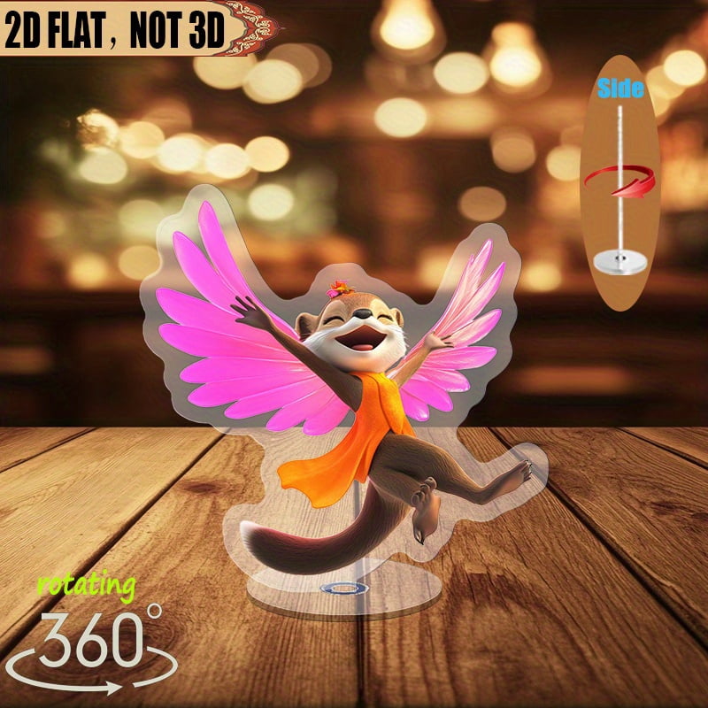 1pc 2d flat Rotating acrylic figurine featuring a cheerful sprite with ...