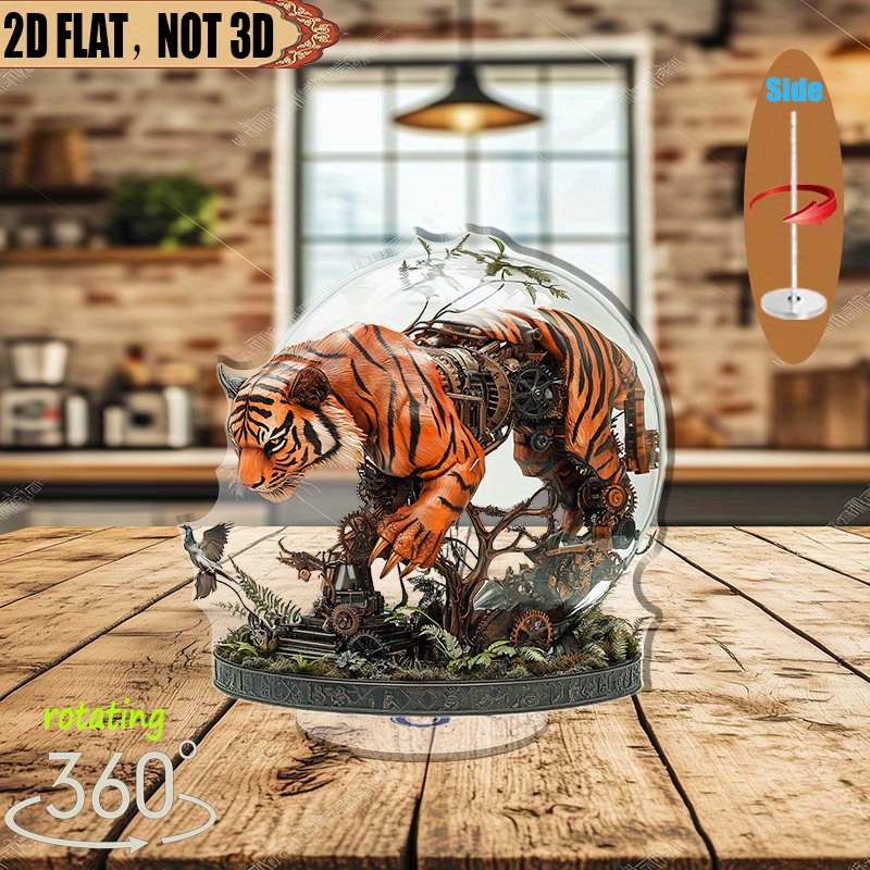 1pc 2d flat Rotating acrylic figurine featuring a copper-hued ...