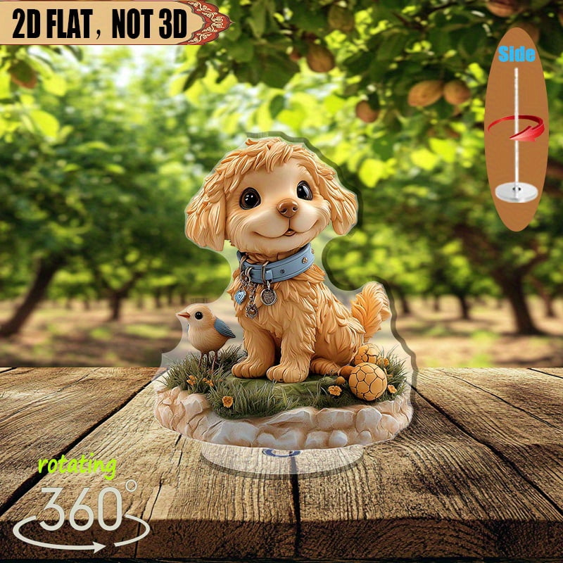 1pc 2d flat Rotating acrylic figurine featuring a playful puppy with ...