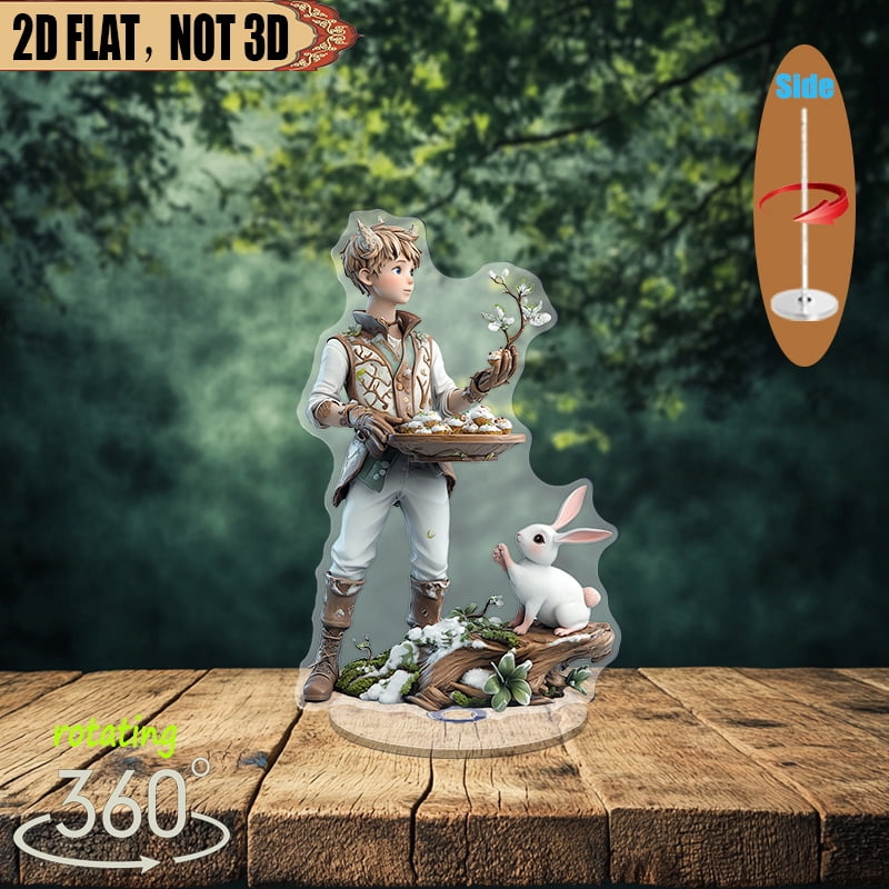1pc 2d flat Rotating acrylic figurine showcasing a boy in dynamic pose ...