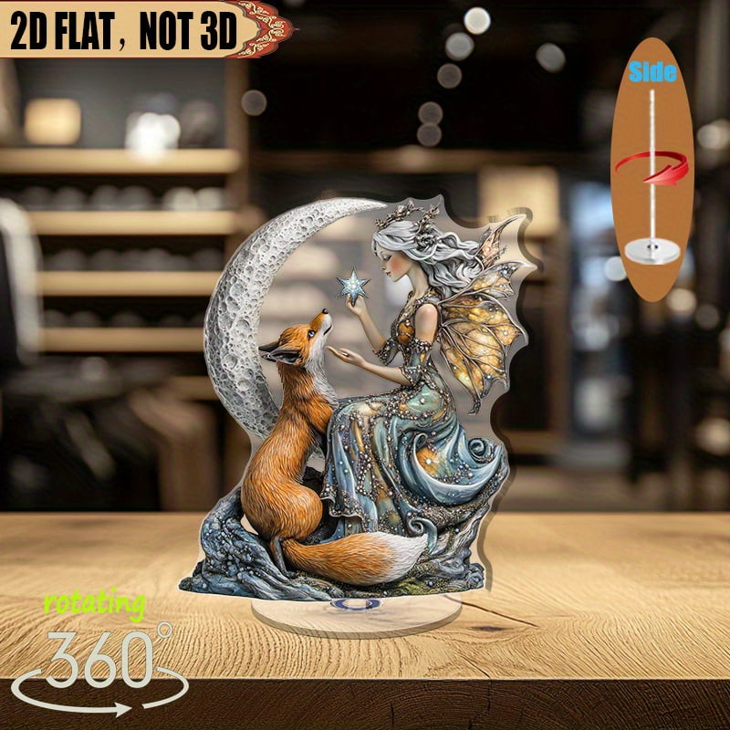1pc 2d flat Rotating acrylic figurine of a whimsical lunar sprite ...