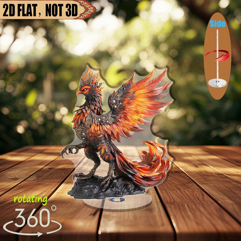 1pc 2d flat Rotating acrylic sculpture featuring an enchanting phoenix ...