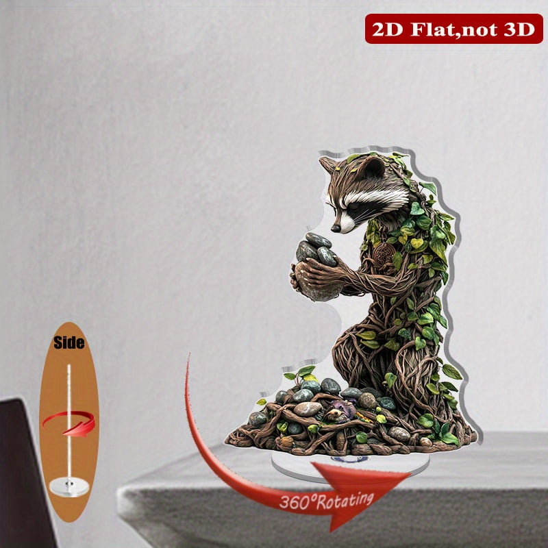 1pc 2d flat Rotating acrylic table sculpture of a vine-covered forest ...