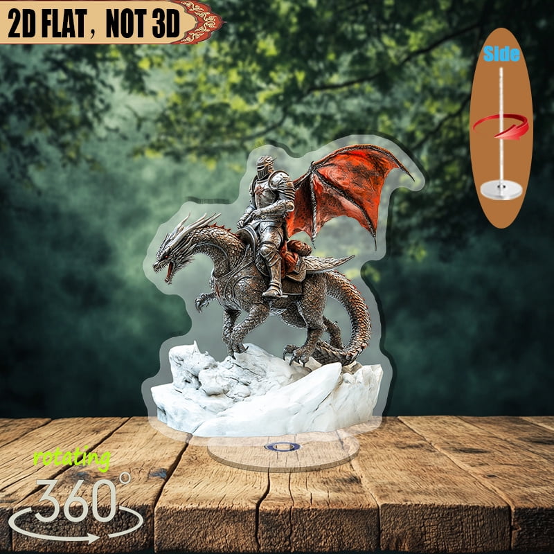 1pc 2d flat Rotating acrylic tabletop display featuring a brave knight ...