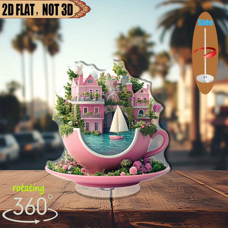 1pc 2d flat Rotating acrylic tabletop display featuring a charming ...