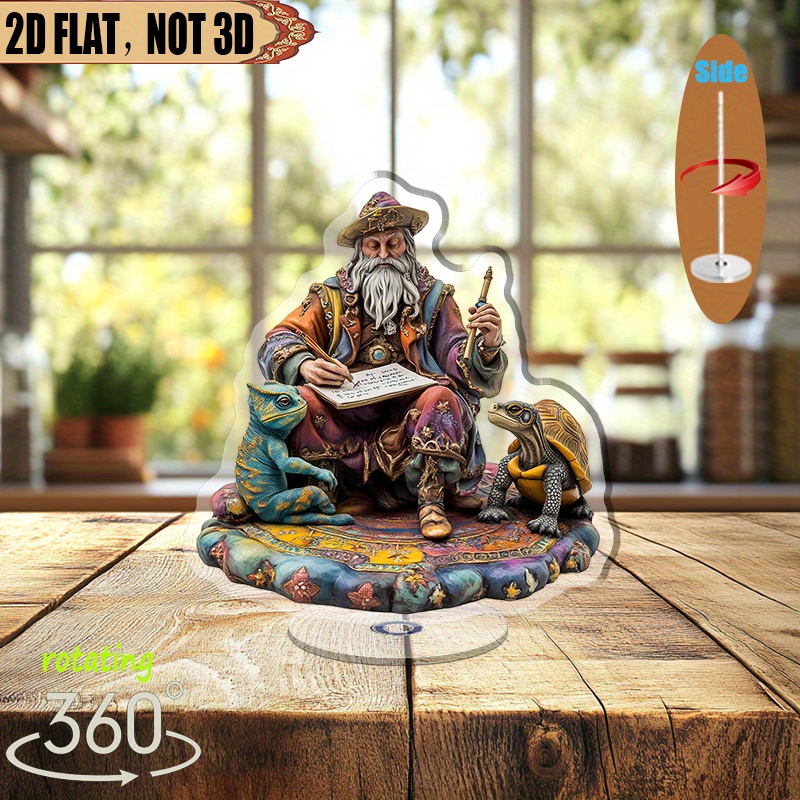 1pc 2d flat Rotating acrylic tabletop display featuring an enigmatic ...