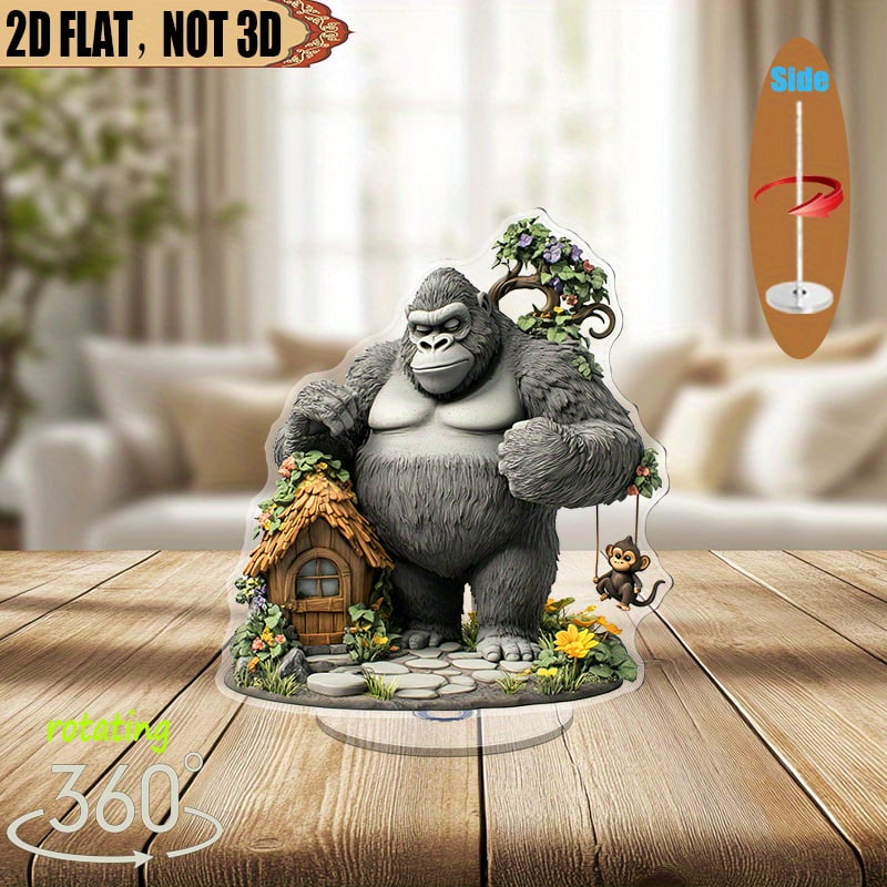 1pc 2d flat Rotating acrylic tabletop display featuring a grey stone ...