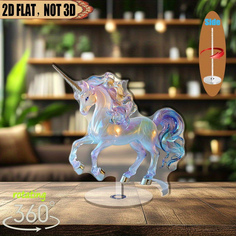 1pc 2d flat Rotating acrylic tabletop display featuring a majestic ...