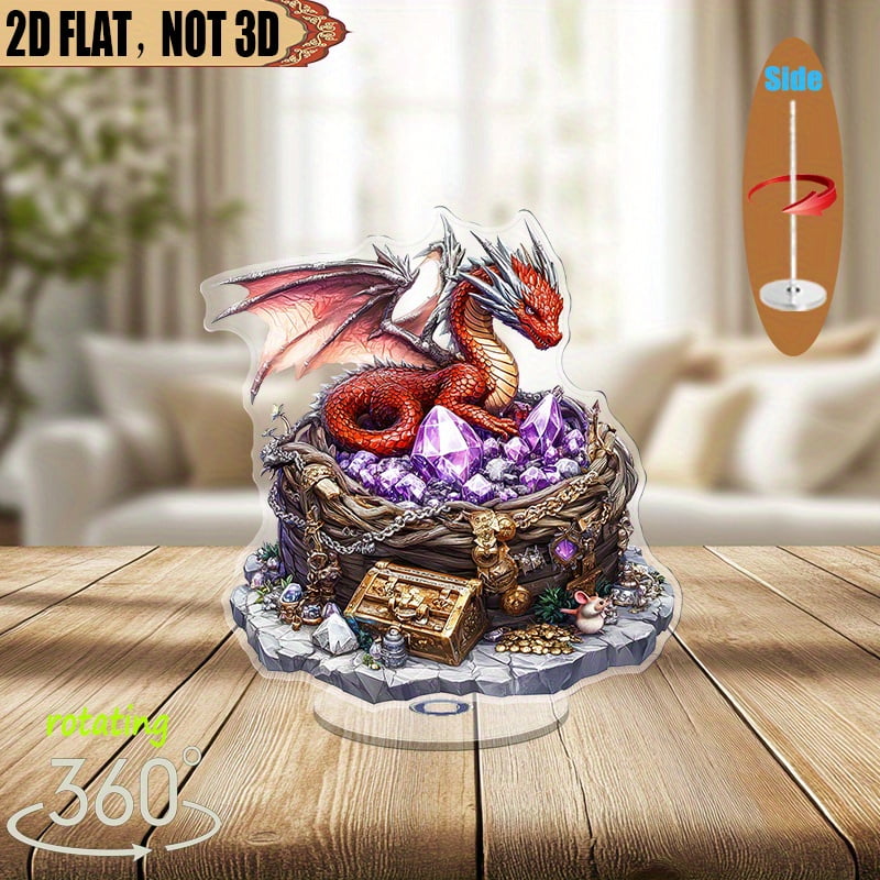 1pc 2d flat Rotating acrylic tabletop display featuring a majestic ...