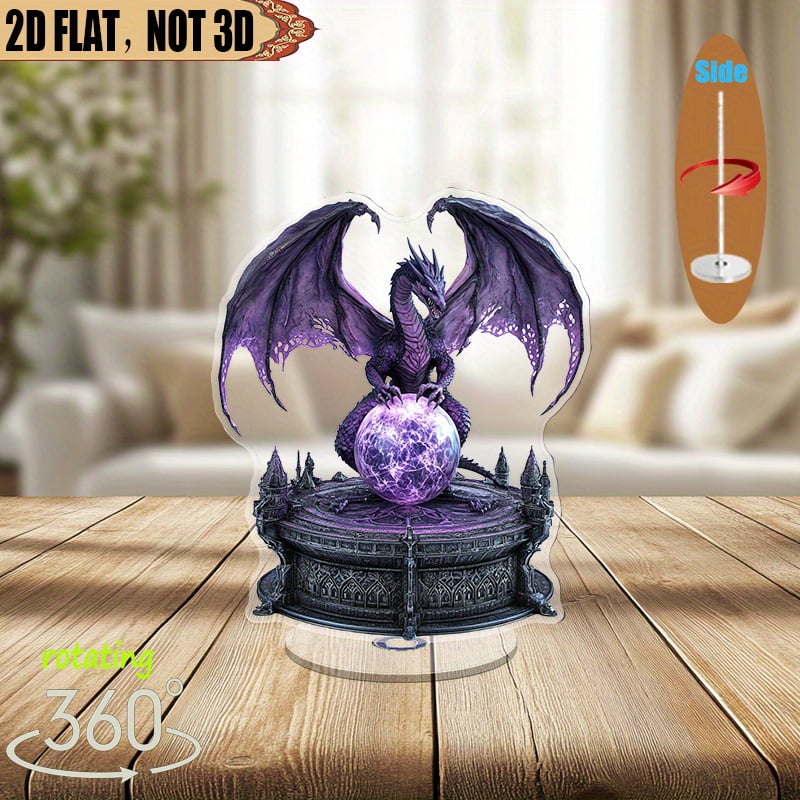 1pc 2d flat Rotating acrylic tabletop display featuring a mystical ...