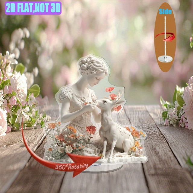 1pc 2d flat Rotating acrylic tabletop display featuring a serene nymph ... 1pc 2d flat Rotating acrylic tabletop display featuring a serene nymph ...