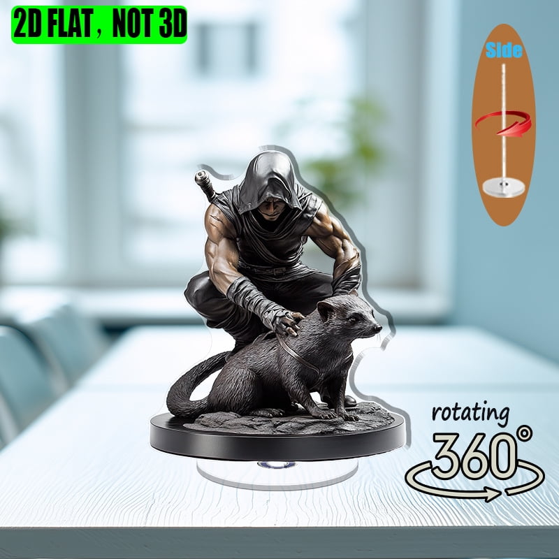 1pc 2d flat Rotating acrylic tabletop display of an agile assassin ...