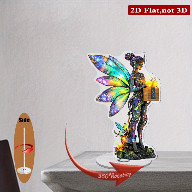 1pc 2d flat Rotating acrylic tabletop figurine featuring a twilight ...