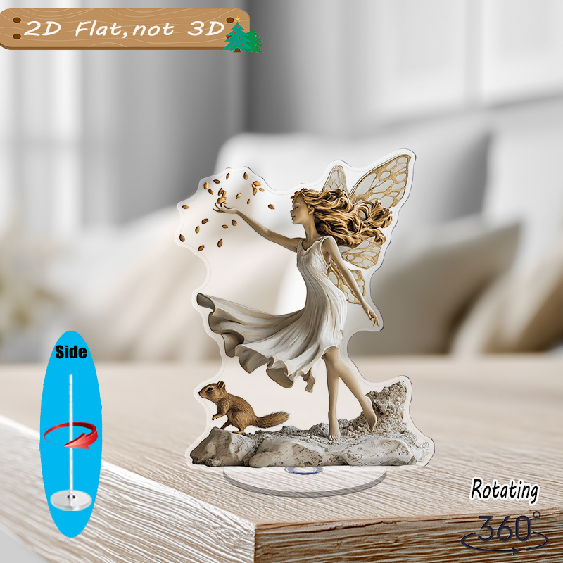 1pc 2d flat Rotating acrylic tabletop ornament featuring a blissful ...