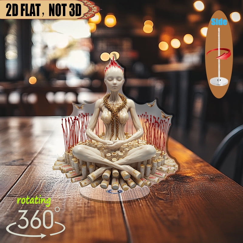 1pc 2d flat Rotating acrylic tabletop ornament featuring a candle ...