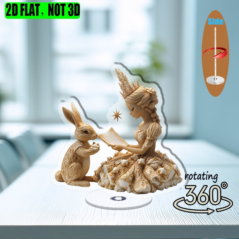 1pc 2d flat Rotating acrylic tabletop ornament featuring a caramel ...