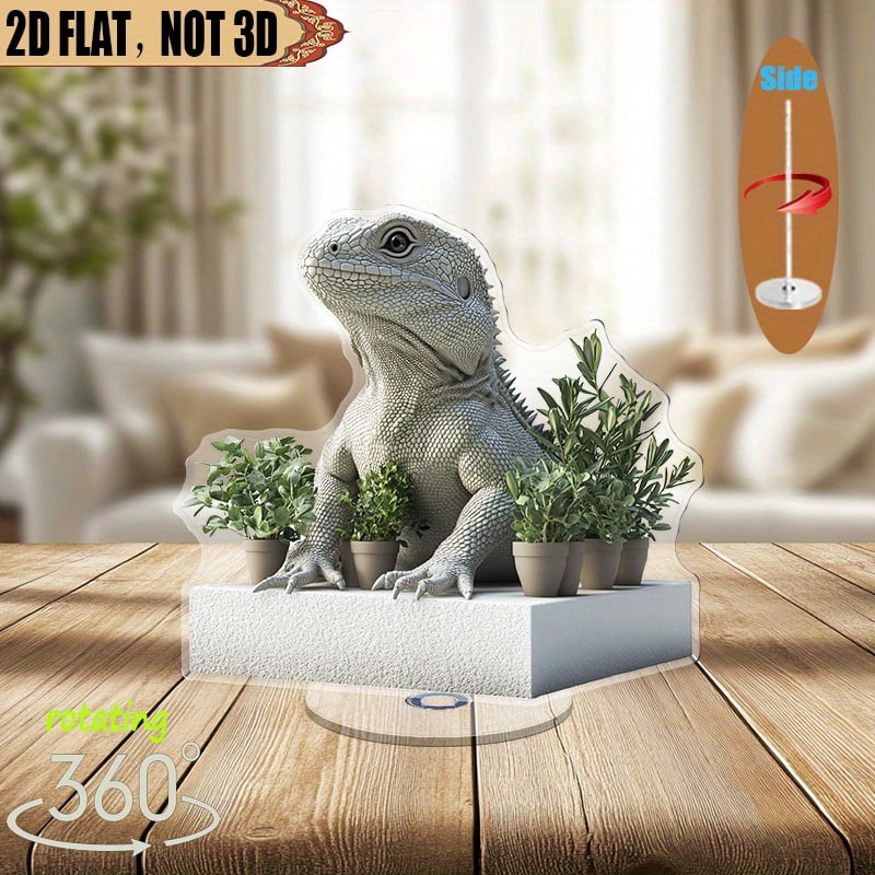 1pc 2d flat Rotating acrylic tabletop ornament featuring a detailed ...