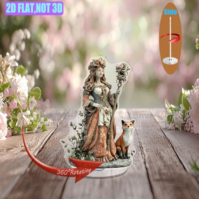 1pc 2d flat Rotating acrylic tabletop ornament featuring a fairy queen ...