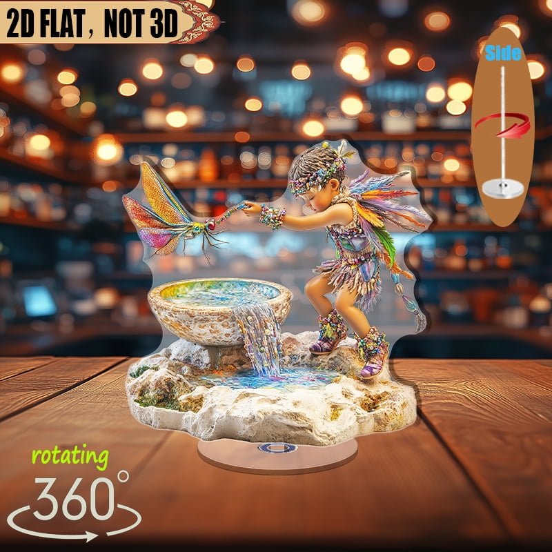 1pc 2d flat Rotating acrylic tabletop ornament featuring a figure ...