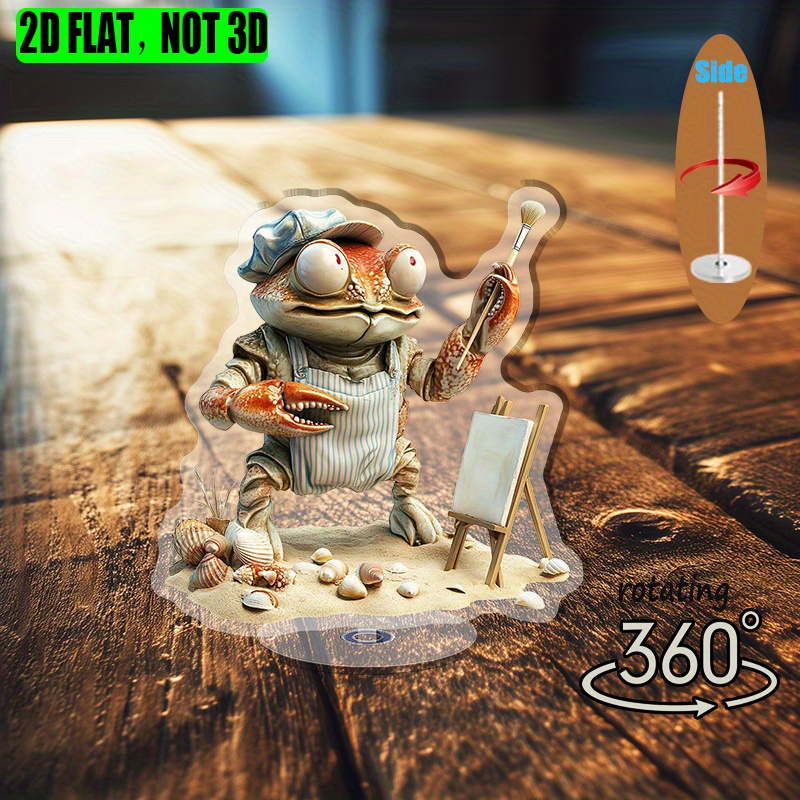 1pc 2d flat Rotating acrylic tabletop piece featuring a crab artist ...