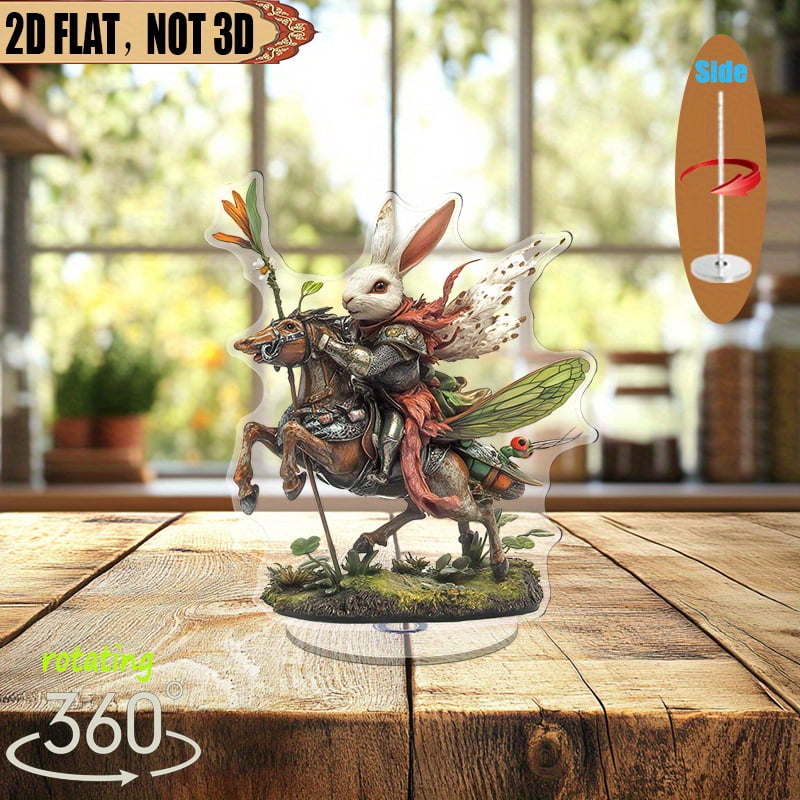 1pc 2d flat Rotating acrylic tabletop piece featuring a heroic rabbit ...