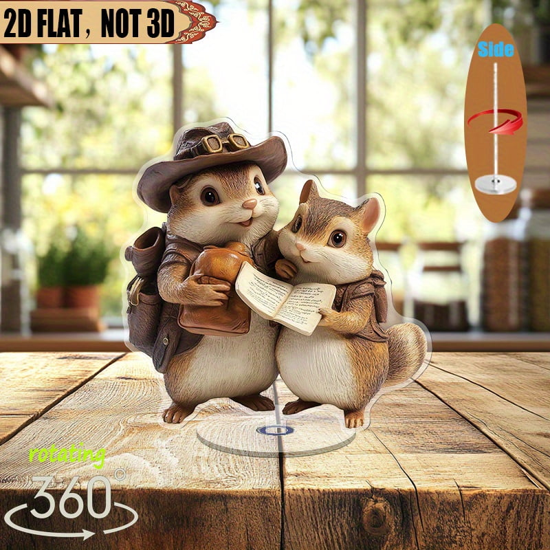 1pc 2d flat Rotating acrylic tabletop piece featuring a honeyed tea ...