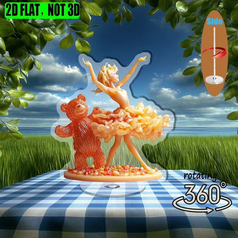 1pc 2d flat Rotating acrylic tabletop piece featuring a peach parfait ...