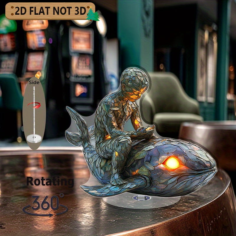 1pc 2d flat Rotating acrylic tabletop piece featuring stained glass art ...