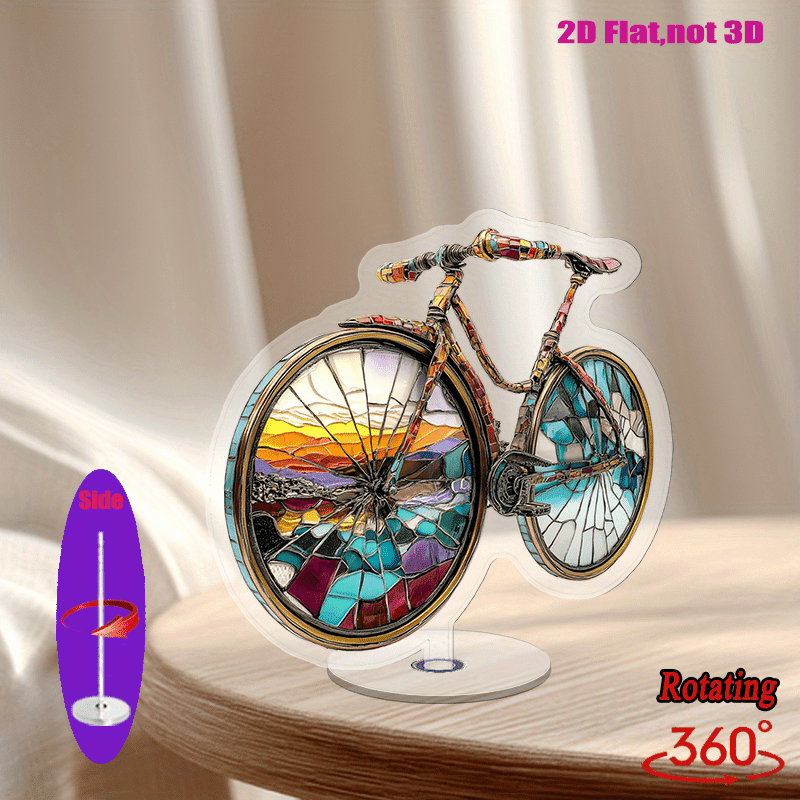 1pc 2d flat Rotating acrylic tabletop sculpture featuring a vibrant ...