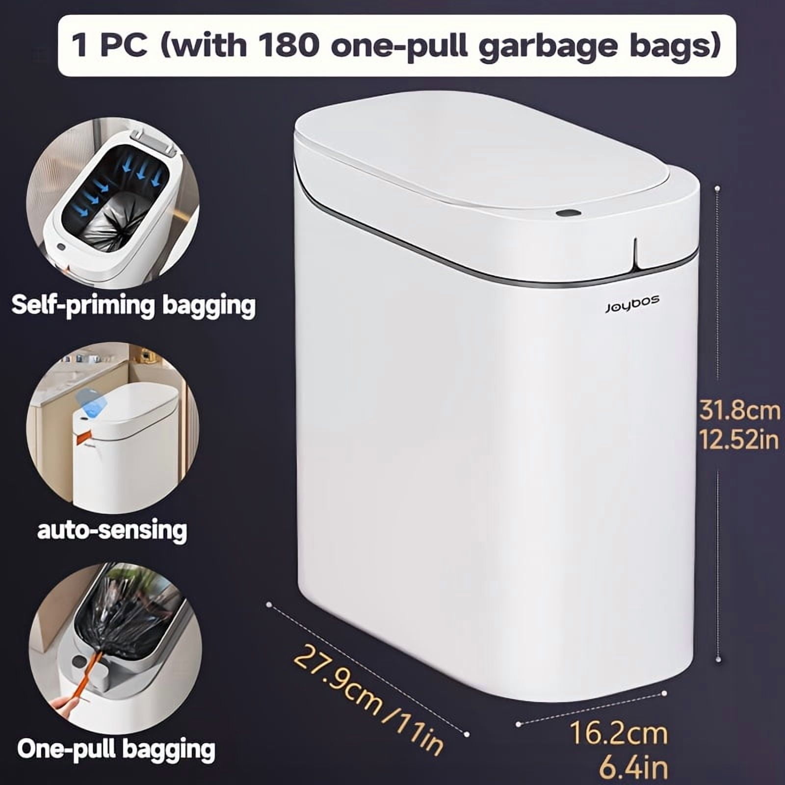 1pc/2pcs/3pcs Self-Emptying Trash Can with Drawstring Bags, Hands-Free ...