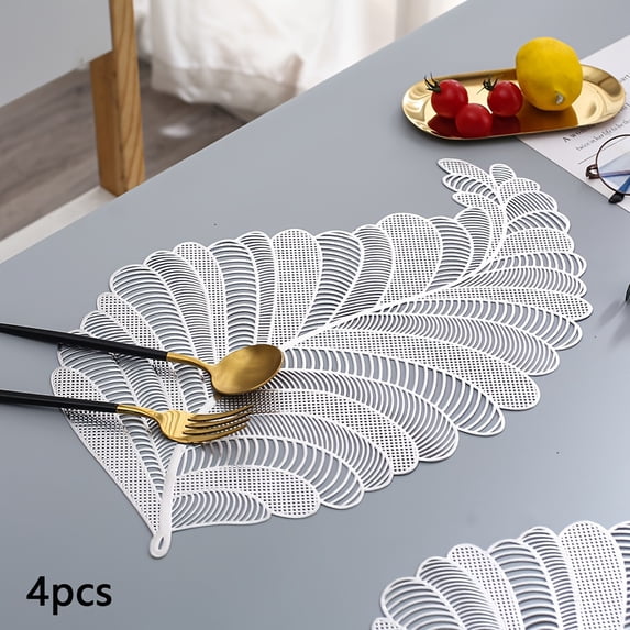 1pc/2pcs/4pcs Iris Leaf PVC Placemats Creative Iris Leaf Placemat Plant ...