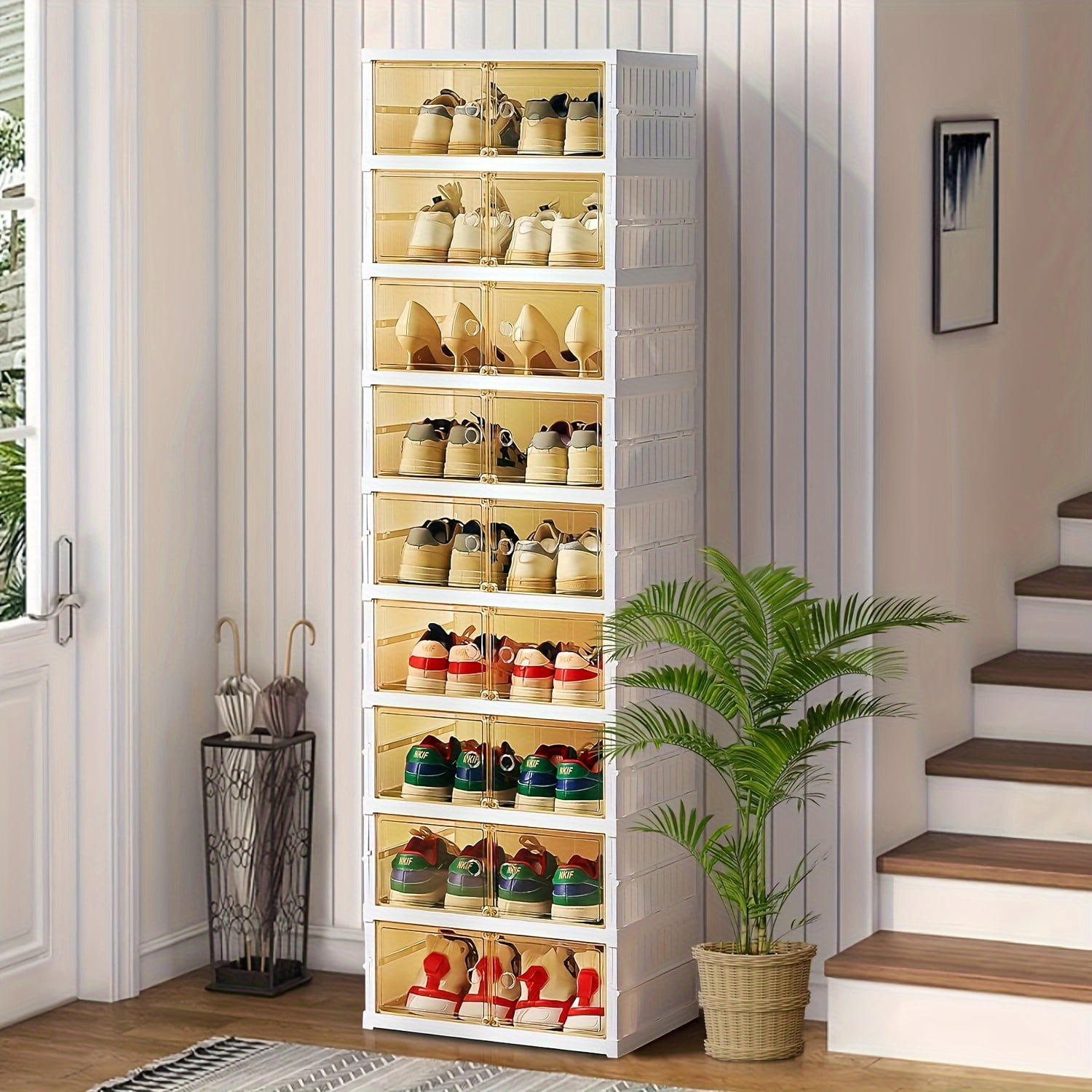 1pc/2pcs 9 Tier Plastic Foldable Shoe Rack Organizer for Closet 18 ...