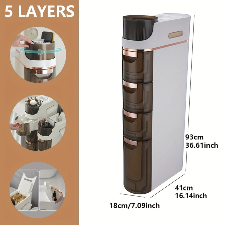 1pc 3/4/5 Layers Ultra-Slim Plastic Big Capacity Shower Storage Cabinet ...