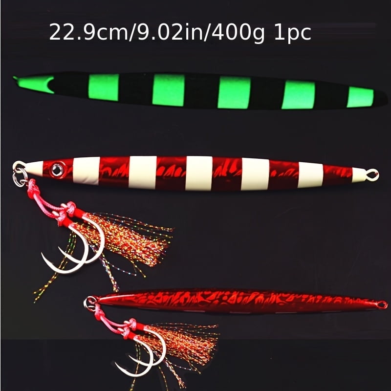 1pc 3.53oz-14.11oz Saltwater Vertical Lead Jig, Artificial Hard Bait, Glow In Dark Fishing ...
