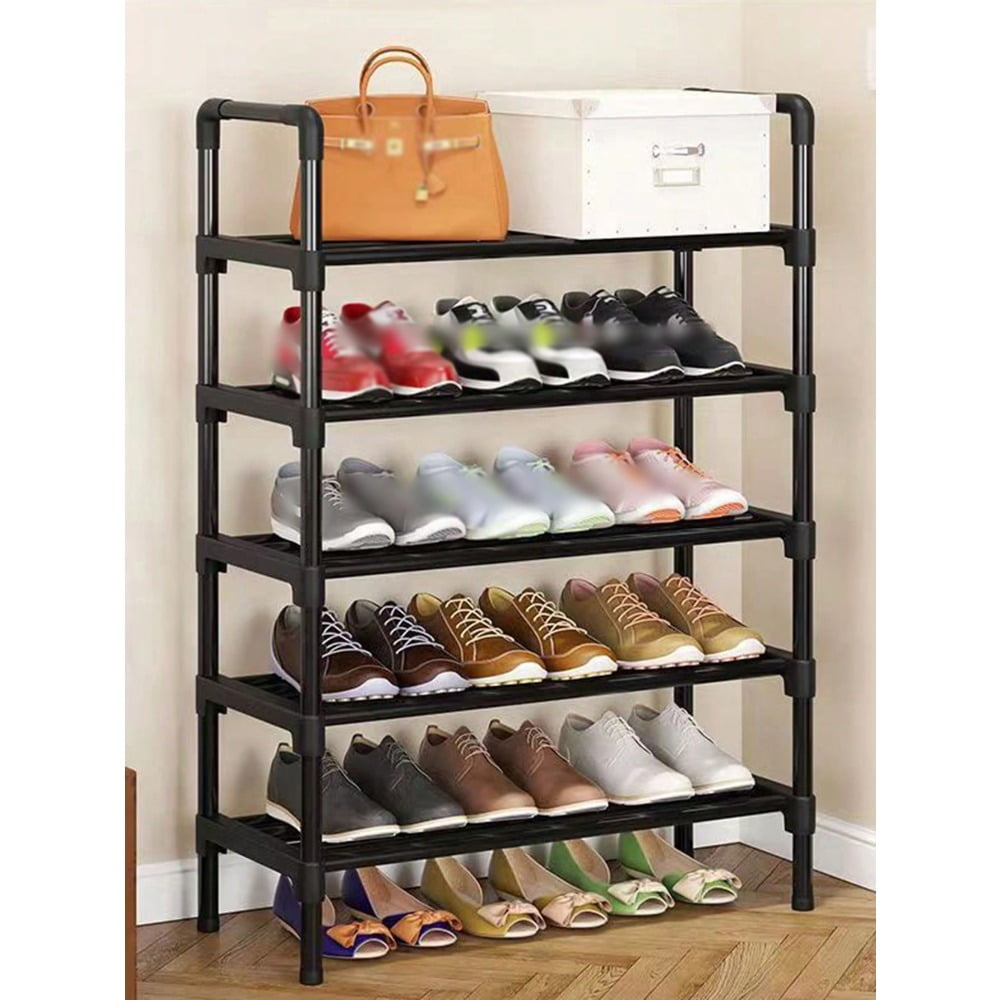 1pc, 3-Layer/5-Layer Black Metal Shoe Rack, Space-Saving And Easy-To ...