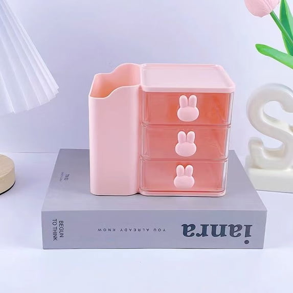 1pc 3-Layer Drawer Type Storage Box with Pen Container, Multifunctional ...