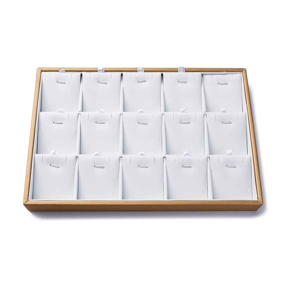 1pc 3-Row 15 Grids Imitation Leather Jewelry Pendant Trays Rectangle ...