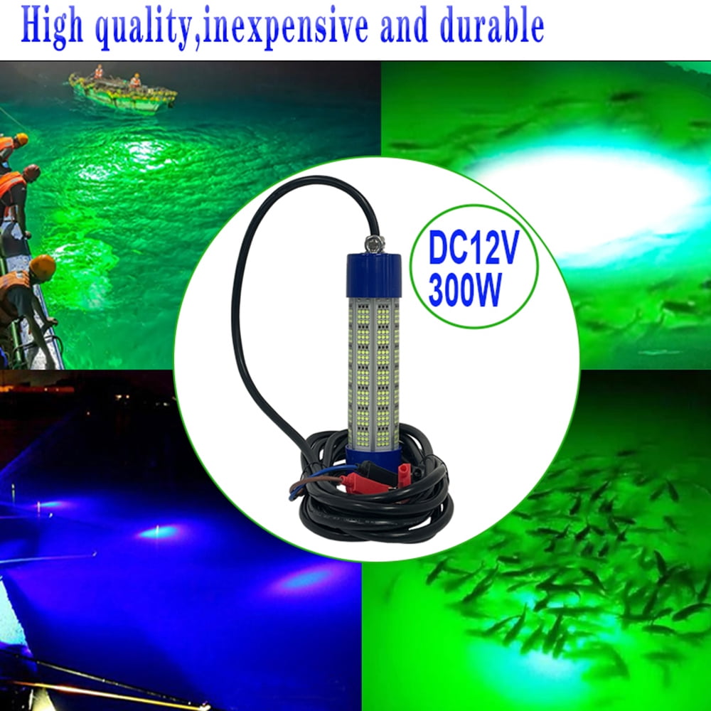 1pc 300W LED Underwater Fishing Green Light, High-Power Fish Attractor, DC 12V - Walmart.com