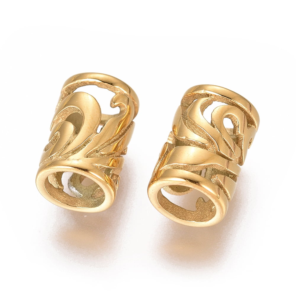 1pc 304 Stainless European Beads Large Hole Beads Column Golden 10x7mm ...