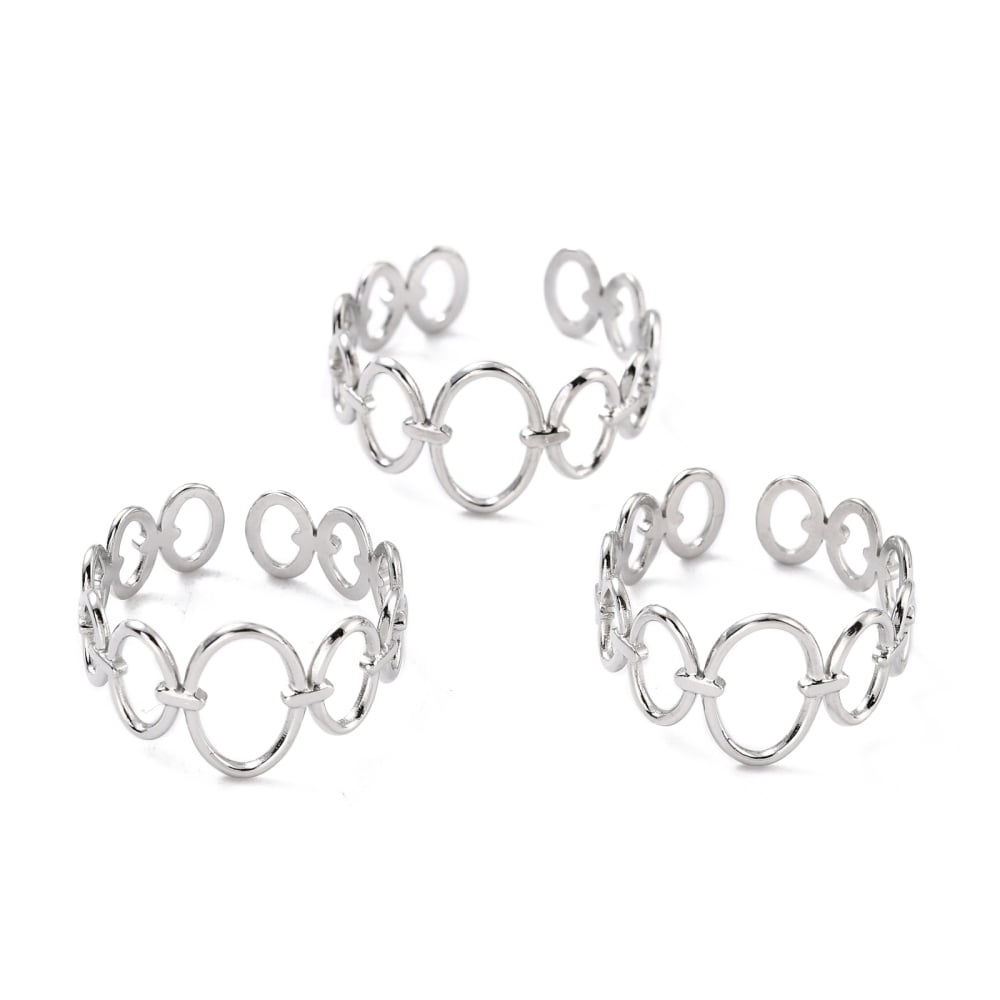 1pc 304 Stainless Steel Finger Rings Cuff Rings Long-Lasting Plated ...