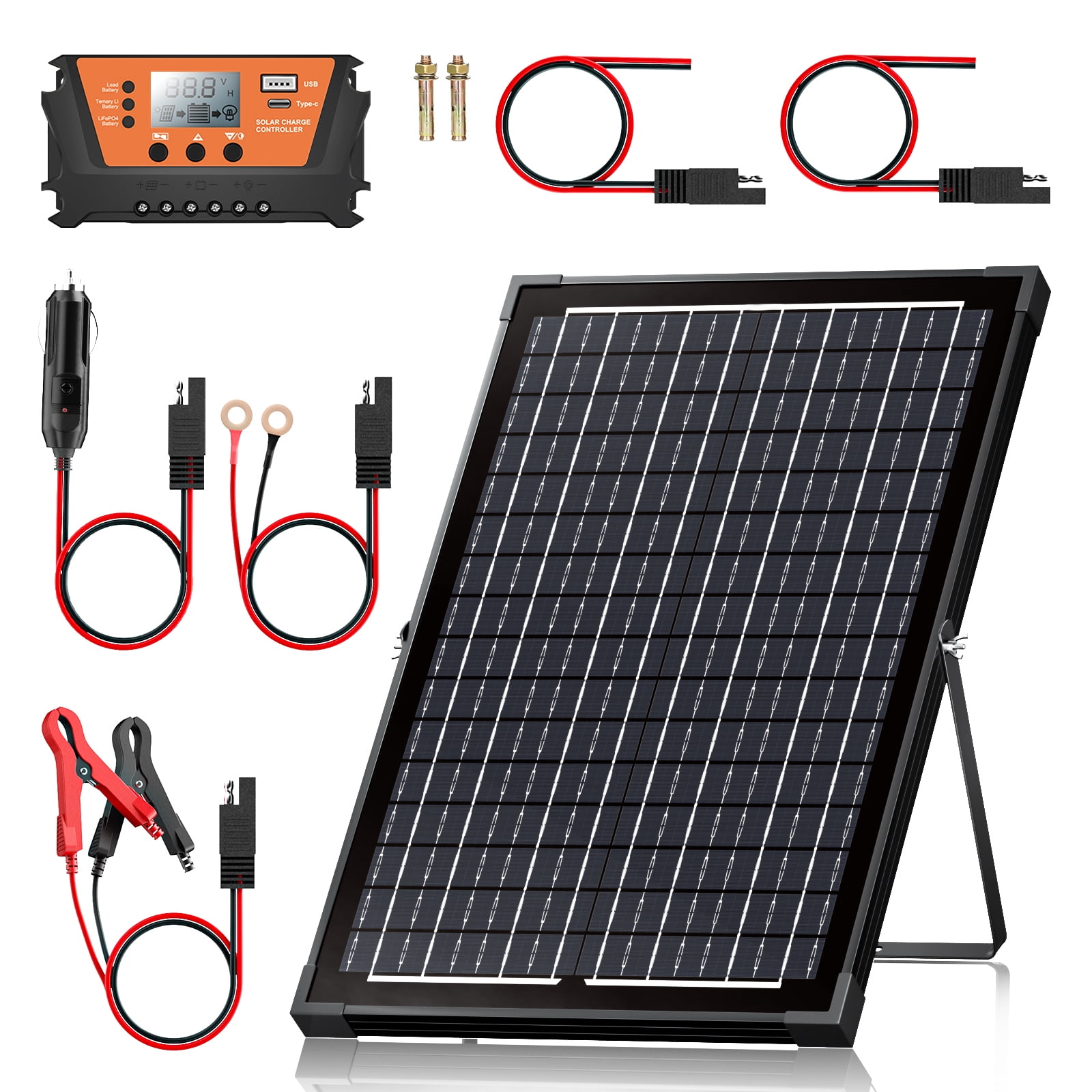 1pc 30W Solar Panel Kit 12V Solar Battery Charger Upgrade Controller ...