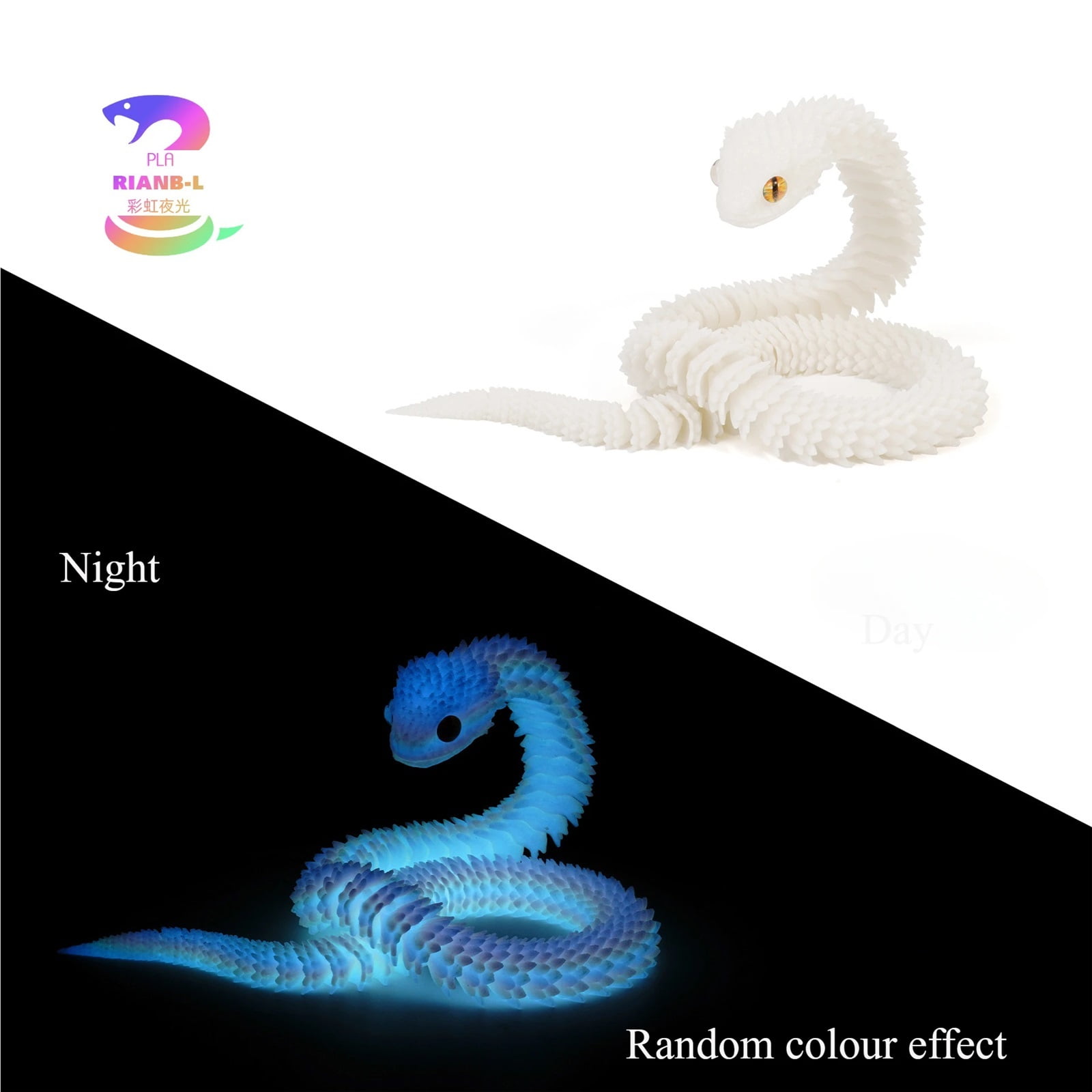 1pc 30cm 3D Printed Snake Decoration 3D Printed Animals Desk ...