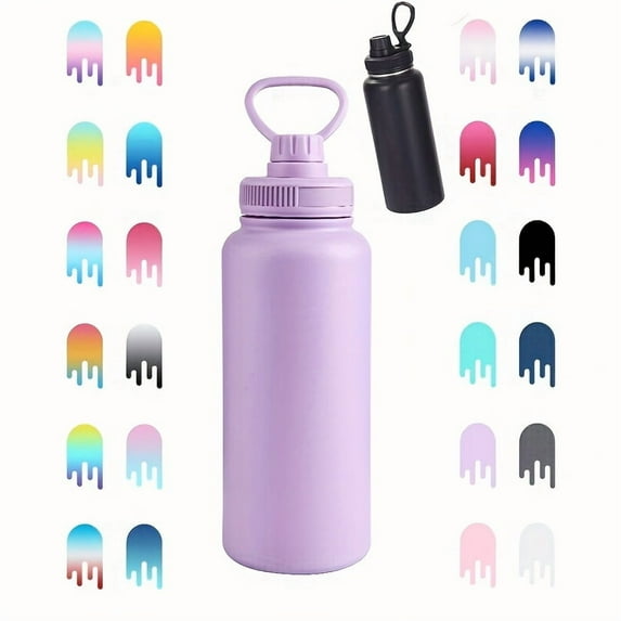 1pc 32oz Double-wall Insulated Stainless Steel Water Bottle With Leak ...