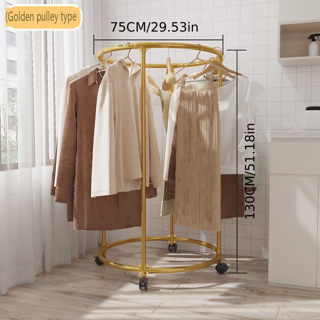 1pc 360° Rotating Clothes Rack, Freestanding Round Garment Hanger with ...