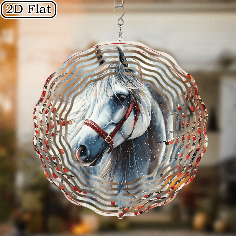 1pc 3D Metal Cowboy Horse Wind Chime - Rotating Kinetic Garden Art with ...